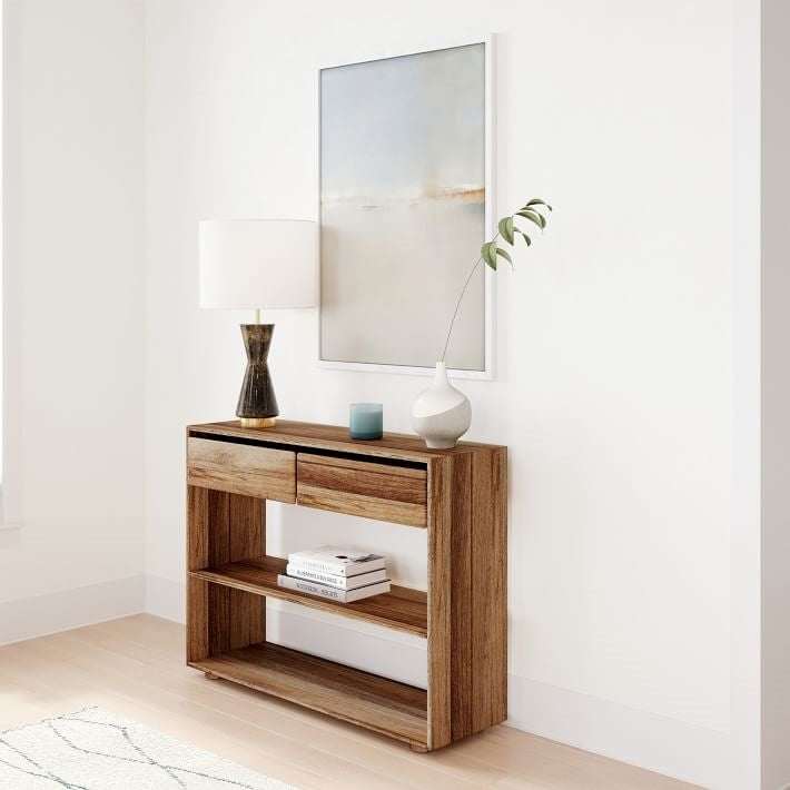 Perla Solid Wood Console Table In Natural Finish