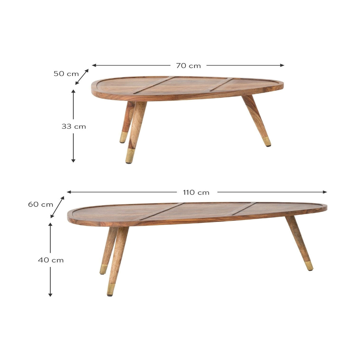 Solid wood sheesham D face coffee table