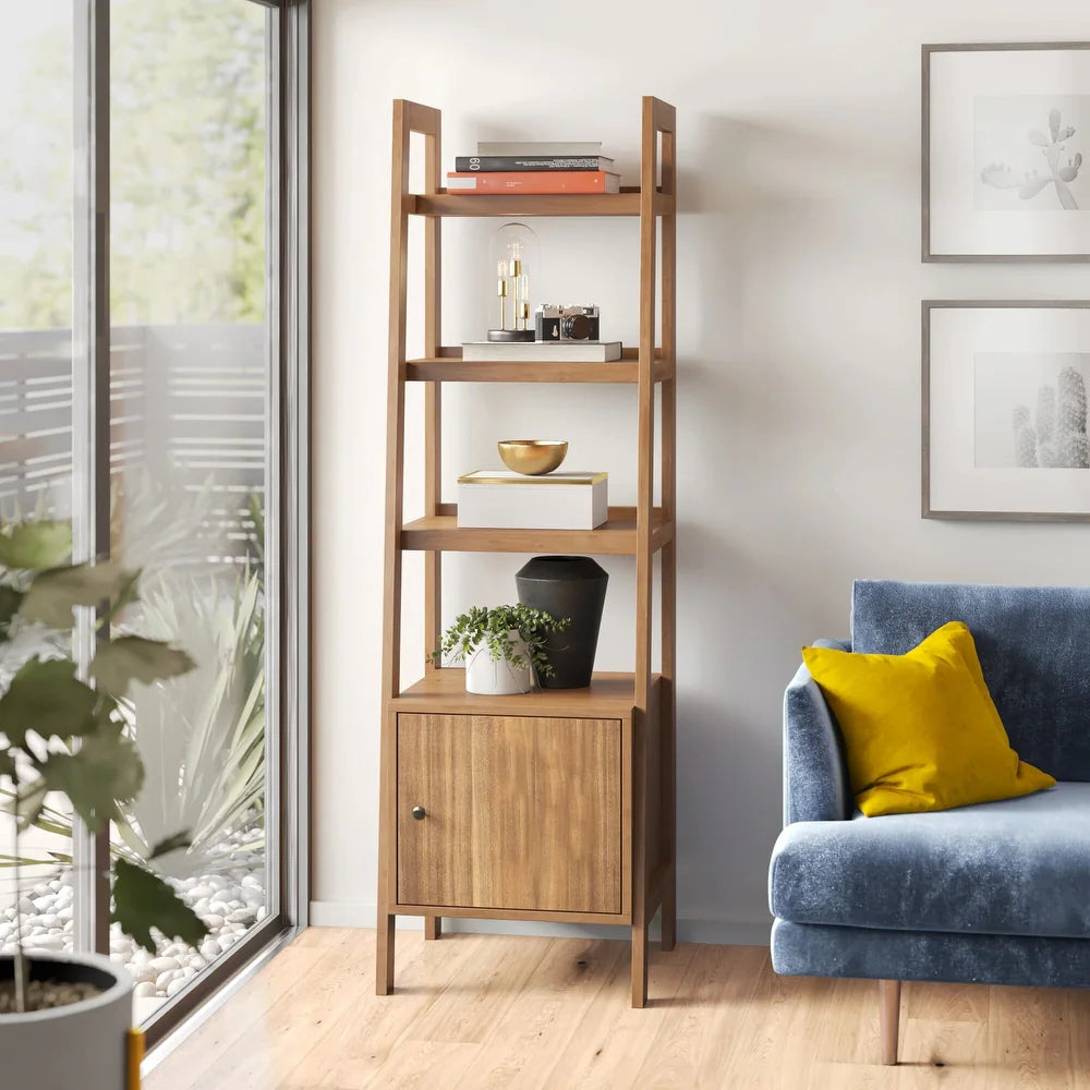 Kibo Solid Acacia wood Bookshelf in Natural Finish