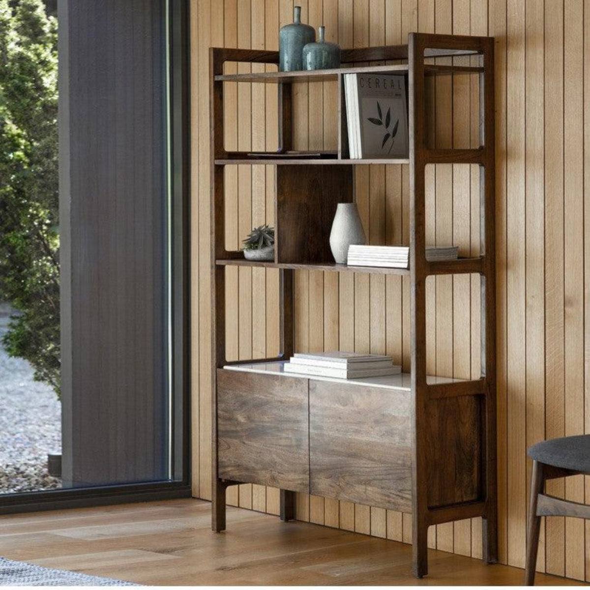 Cher Solid Acacia wood Bookshelf in Provincial Finish